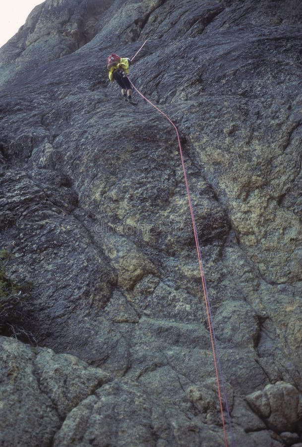 Climber Rappelling from Liberty Bell Stock Image - Image of rope, hiker ...