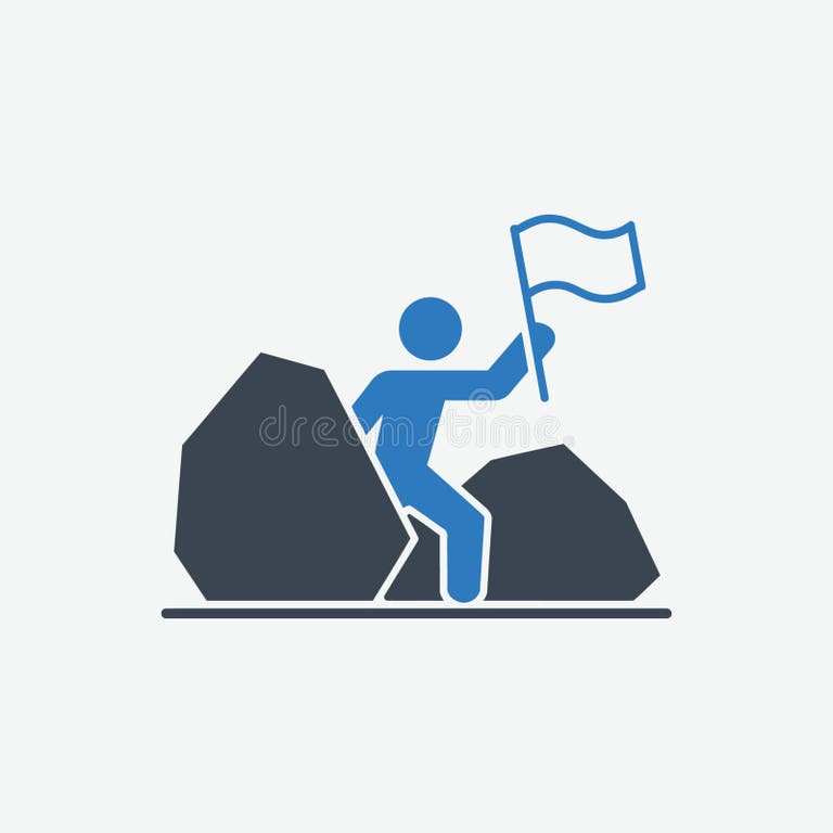 Climber Reaching Mountain Summit Icon Stock Vector - Illustration of ...