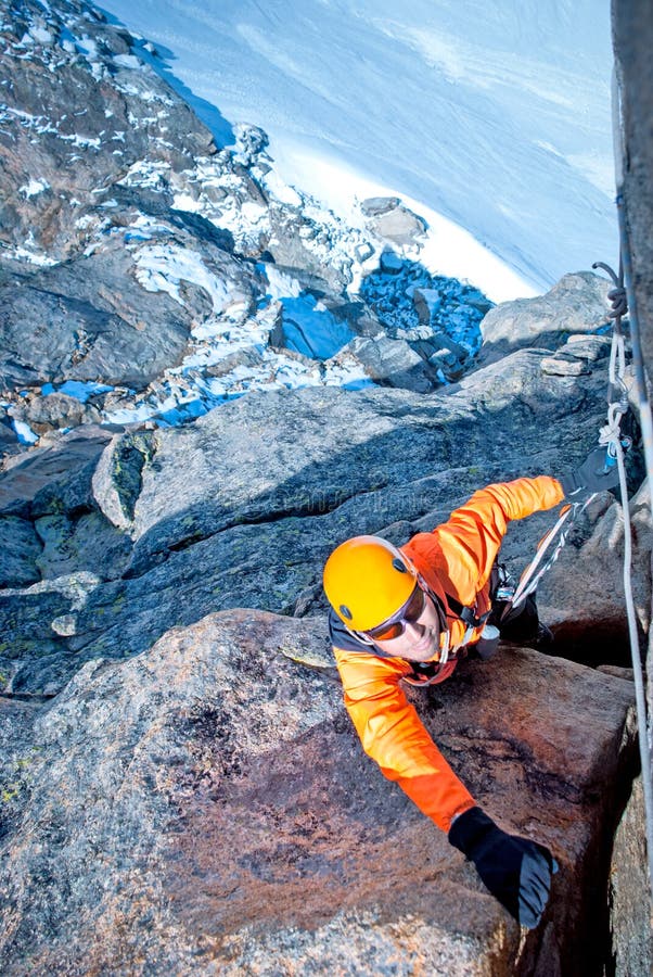 A Climber Reaching the Summit Stock Image - Image of active, hiker ...