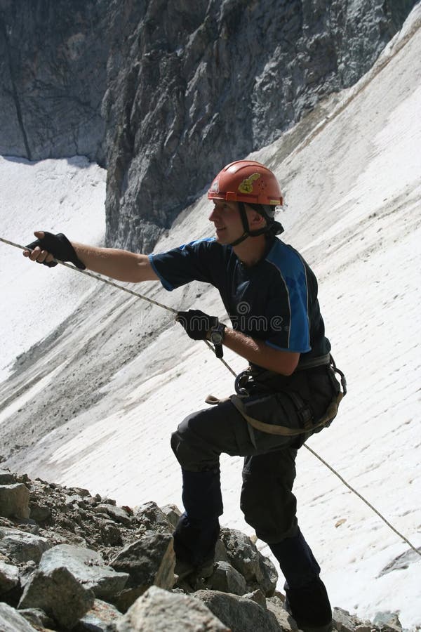 Excited Mountain Climber #1 Stock Image - Image of mountaineering, hike ...