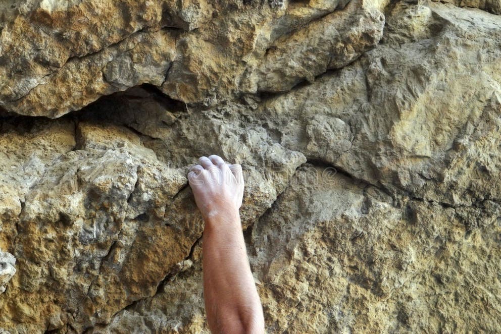 Climber`s Hands Close-up. Mountain Climbing Elements. Stock Photo ...