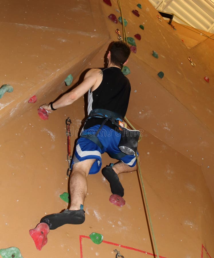 Climber Self-belay Brown Top-rope Stock Image - Image of crimping ...