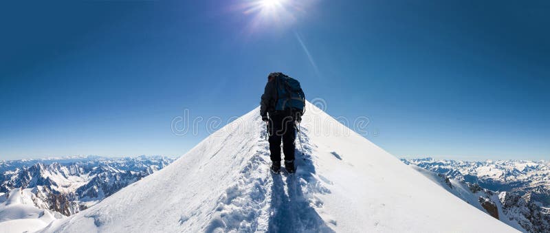 Climbers Approach the Mountain Top Stock Photo - Image of walk, hiking ...