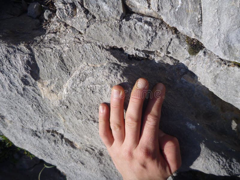 Climbers Hand on a Limestone Cliff while Climbing Stock Image - Image ...
