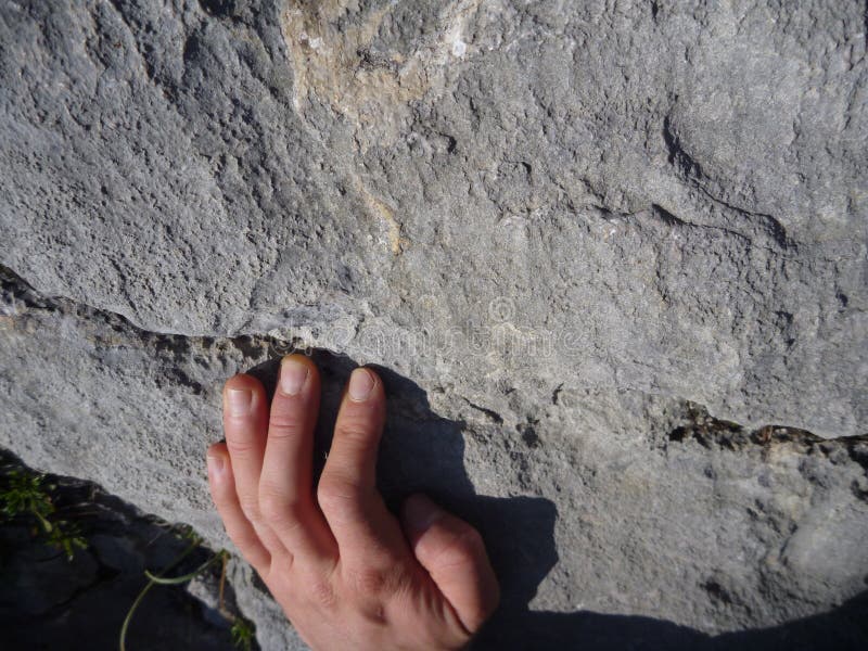 Climbers Hand on a Limestone Cliff while Climbing Stock Photo - Image ...