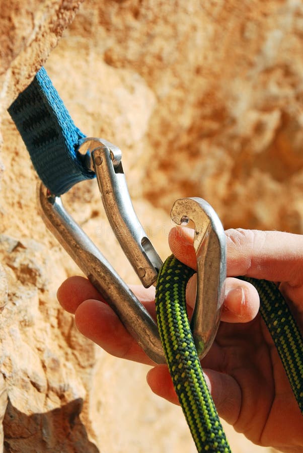 A Climbers Rope and Quick-draws Stock Photo - Image of climber, nature ...