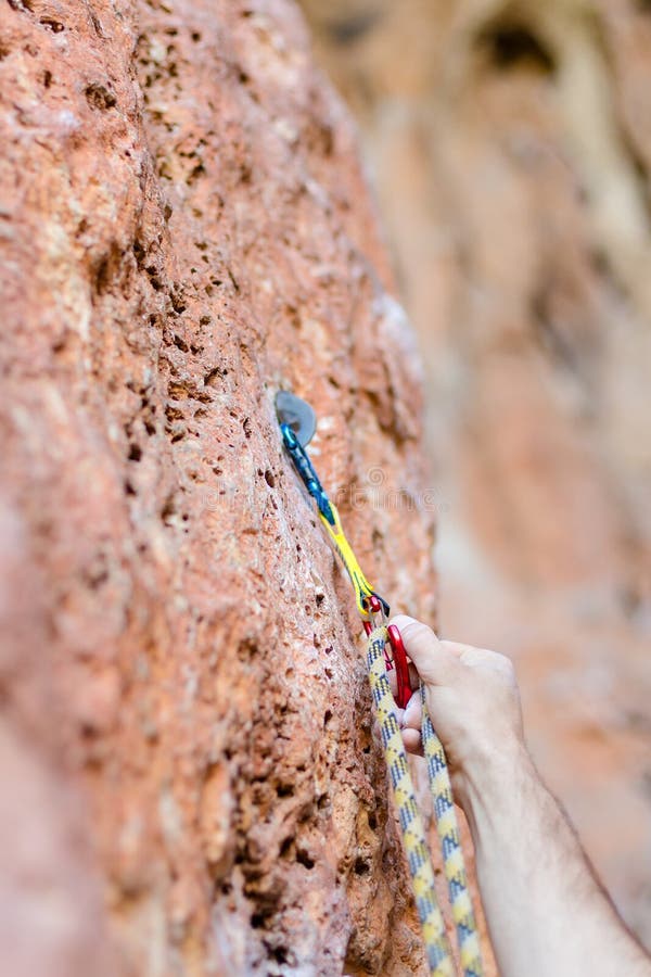 A Climbers Rope and Quick-draws Stock Image - Image of outside, effort ...