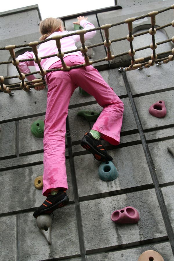 Climbing stock photo. Image of young, wall, girls, pink - 3079422