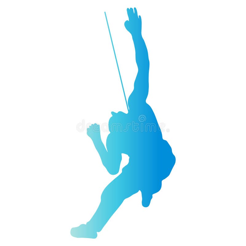 Climbing Man Silhouette in Colorful Design Style. Vector Illustration ...