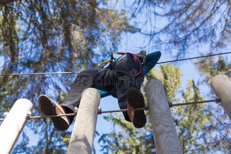 Climbing in adventure park stock photo. Image of adventure - 47683222