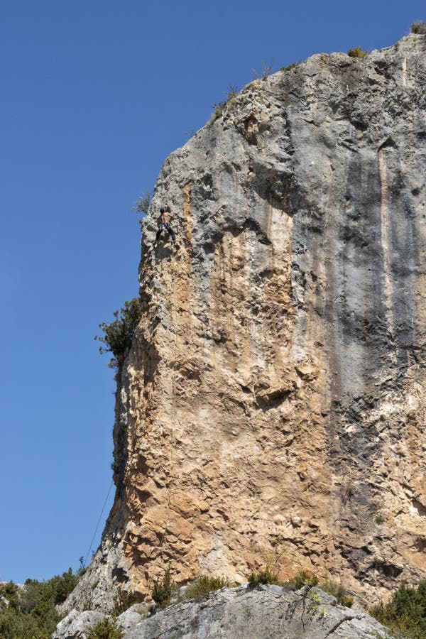 Climbing on Alquezar stock image. Image of valley, mountains - 41888443
