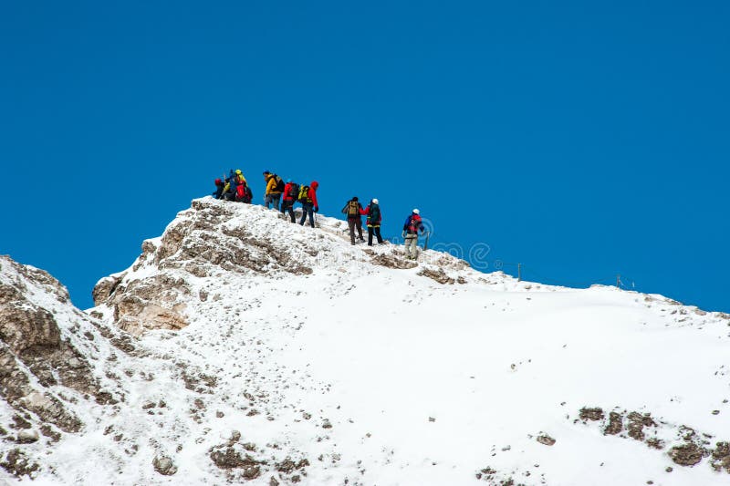 Climbing, Cristallo Mountain, Dolomites Stock Image - Image of lorenzi ...