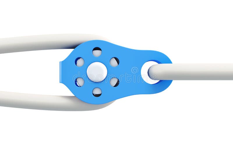 Climbing Equipment Pulley, Rope Isolated on a White Background. Stock ...
