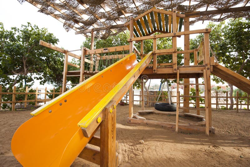 Climbing Frame in a Childrens Play Area Stock Image - Image of steps ...