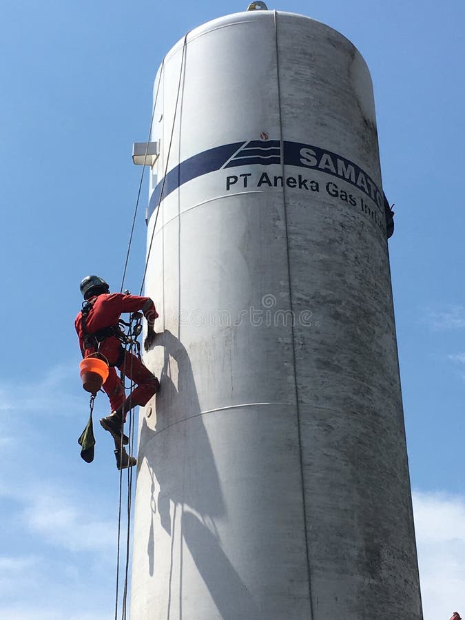 Climbing gas tank editorial stock photo. Image of ship - 266248843