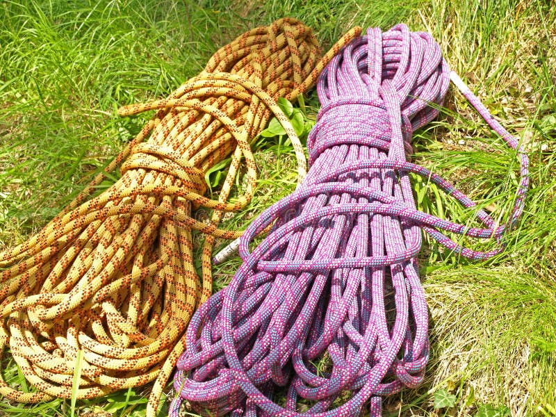 Climbing half ropes stock image. Image of climbing, yellow - 23499655