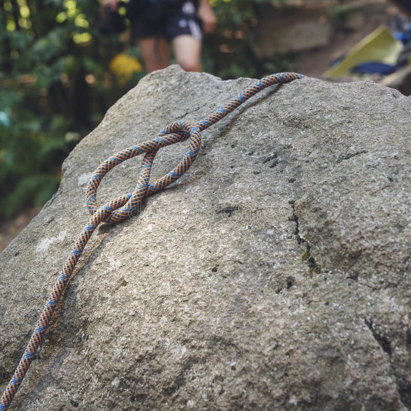 Climbing. with Knotted Rope Stock Image - Image of risk, safety: 74728587