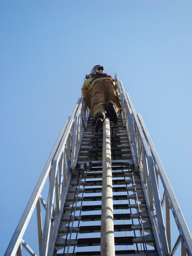 Firefighter Climbing Aerial Ladder Stock Photos - Free & Royalty-Free ...
