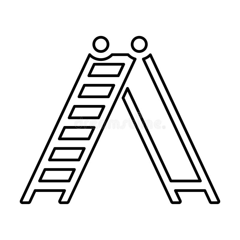 Climbing Ladder Icon in Outline Style Stock Vector - Illustration of ...