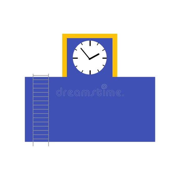 Climbing Ladder Toward the Clock Stock Illustration - Illustration of ...