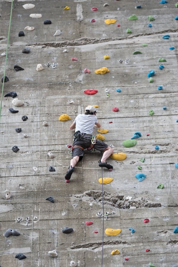 Climbing at the Large Artificial Wall at the House of the Sea, Vienna ...