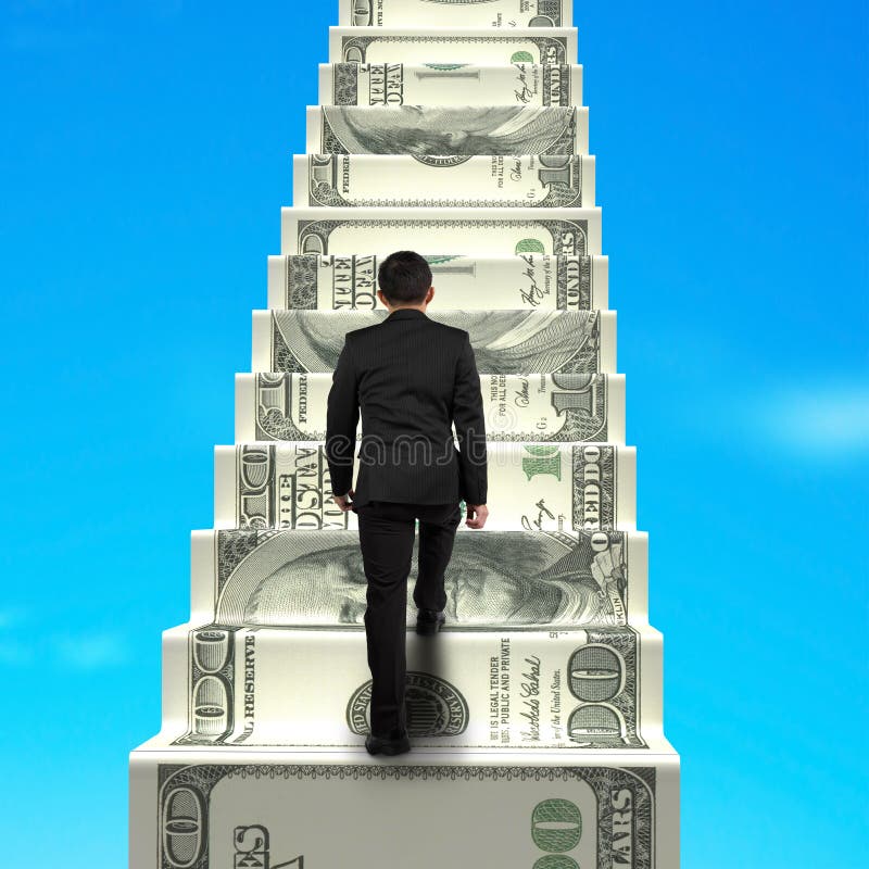 Climbing on money stairs stock image. Image of light - 38156193