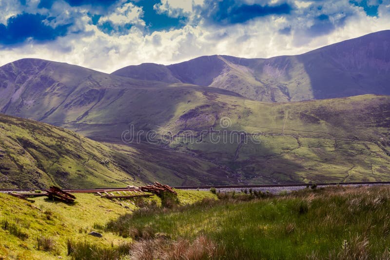 Climbing Mount Snowdon in Summer. Scattered Clouds Shadowing the ...