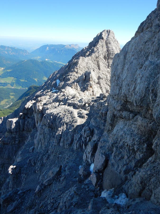 Climbing Mountain Ridge Watzmann in Germany Stock Image - Image of ...