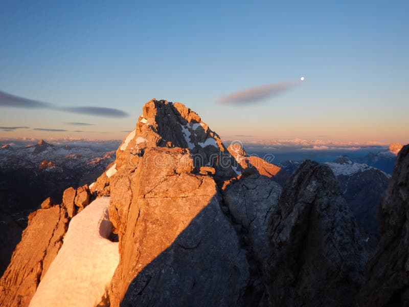 Climbing Mountain Ridge Watzmann in Germany Stock Photo - Image of cold ...