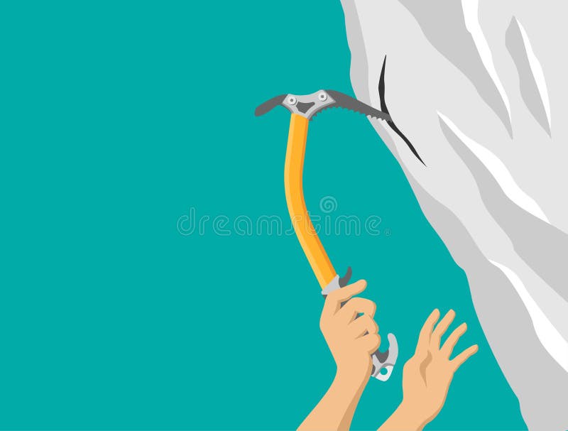 Climbing the Mountain with Ice Axe in Hand Stock Vector - Illustration ...