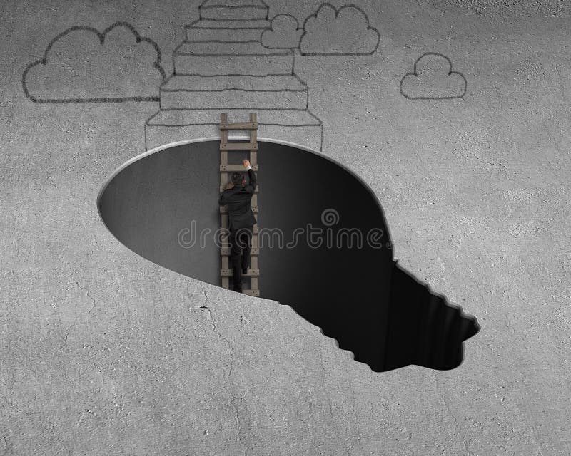 Climbing Out Front Lamp Hole Stock Image - Image of form, business ...