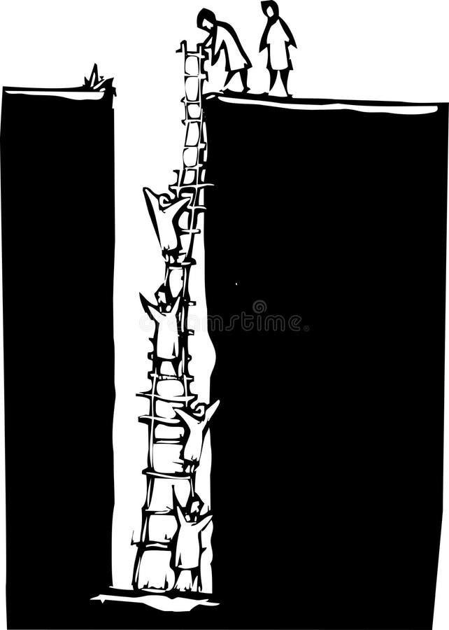 Climbing out of a Hole stock vector. Illustration of achievement - 32534544