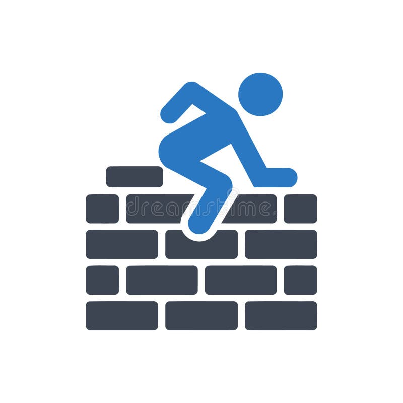 Climbing Over Wall Icon stock illustration. Illustration of brick ...
