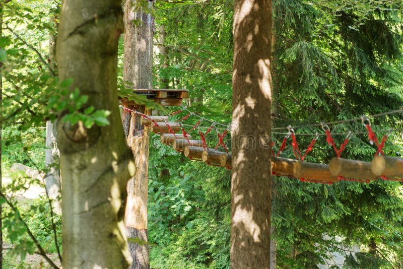Climbing Park in the Forest Stock Photo - Image of active, exercise ...