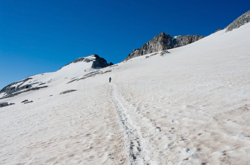 Climbing Pico De Aneto at Aneto Glacier, Pyrenees, Spain Stock Image ...