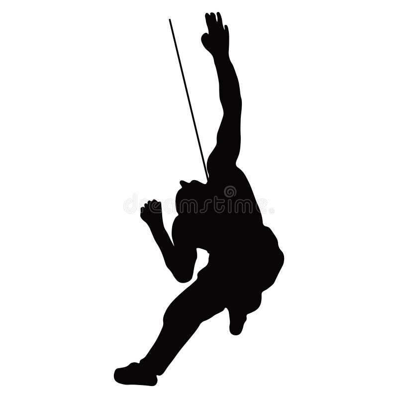 Silhouette of Man Climbing Rock. Isolated on White Background. Vector ...