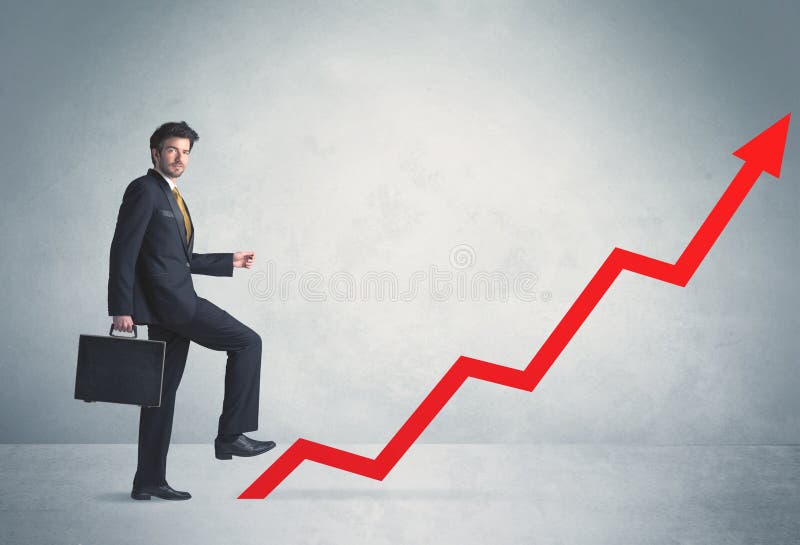 A Graph with a Red Arrow Pointing Upwards Stock Image - Image of report ...