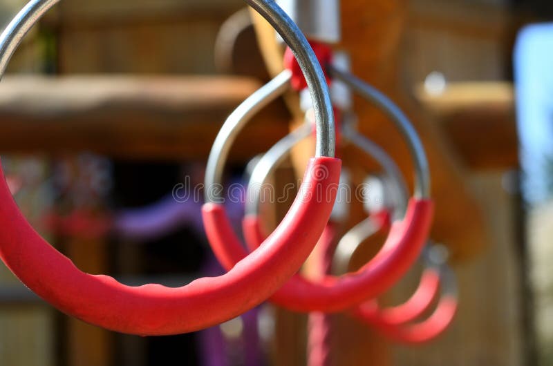 Climbing rings in a row stock image. Image of rings - 184648657