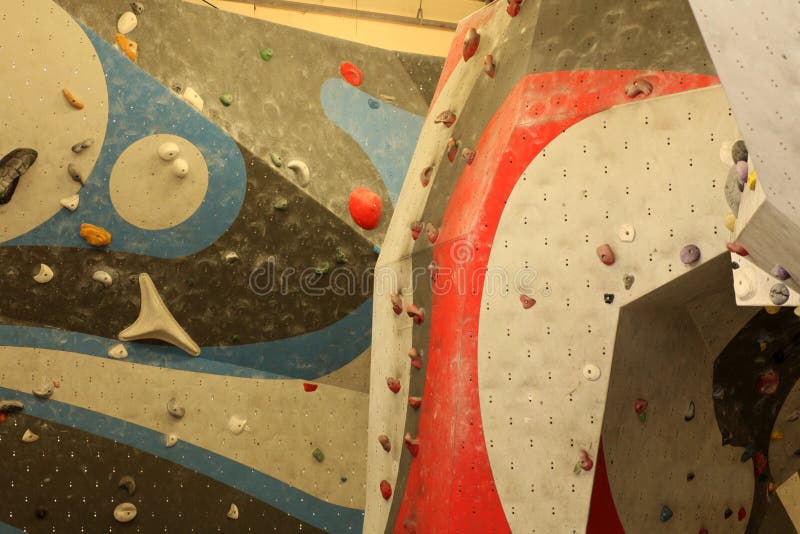 Climbing a Rock Wall Indoor Kid Climbing Child Rock Climbing Stock ...