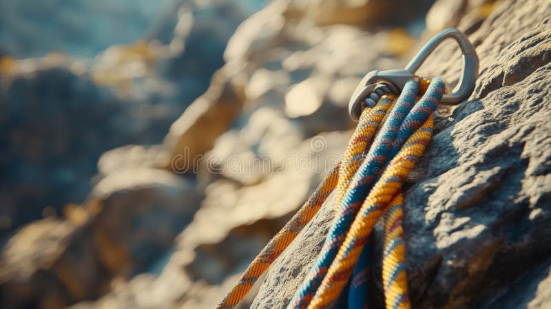 Climbing Rope Secured To Rock Face during Ascent Stock Illustration ...