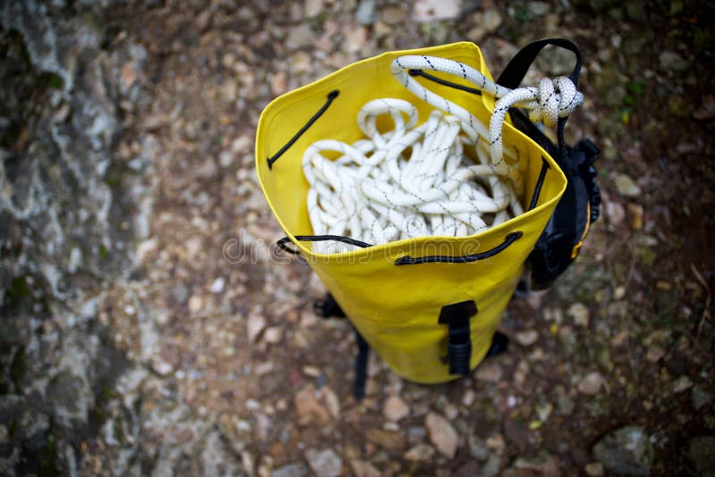 Climbing rope view stock image. Image of speleology - 114268971