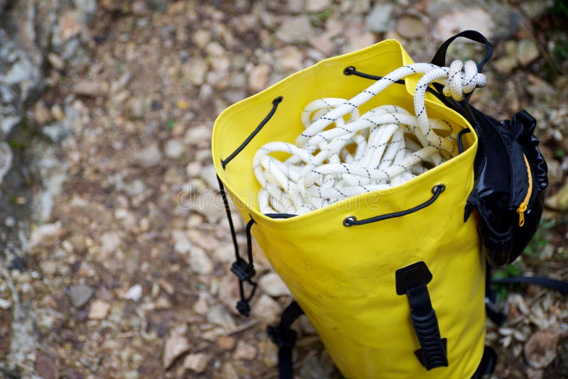 Climbing rope view stock photo. Image of mountaineering - 114268870