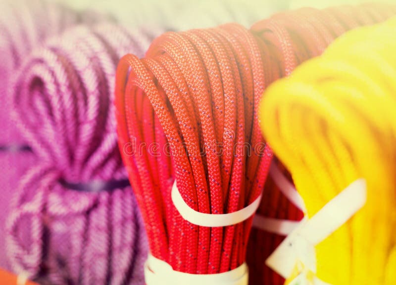 Climbing Ropes for Climbing Stock Image - Image of entanglement, line ...