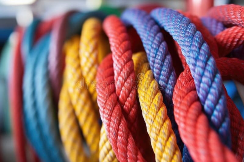 Climbing Ropes Coiling Process Captured in Close-up Mode Stock Image ...