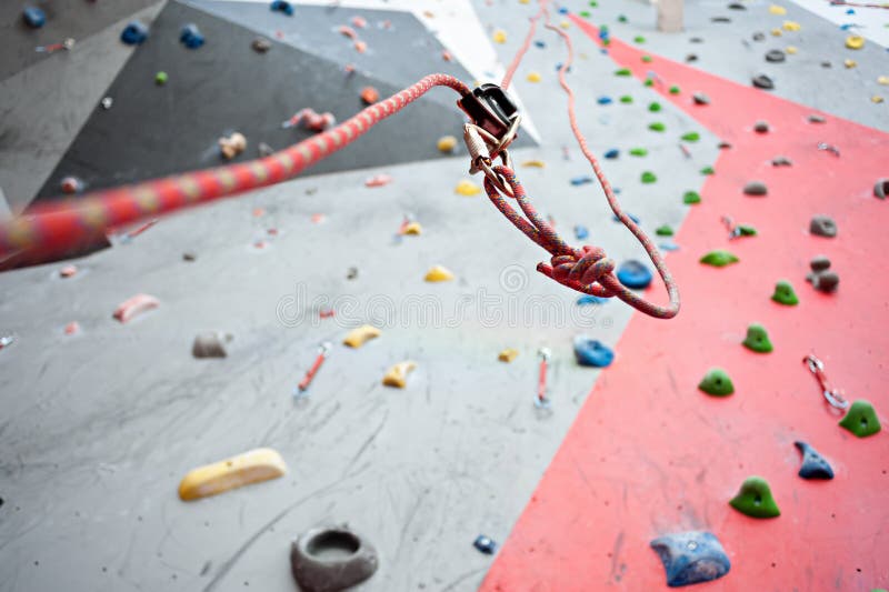 Climbing. a Safety Bolt Threaded a Rope with a Carbine Stock Photo ...