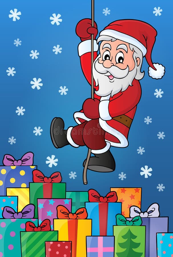 Climbing Santa Claus Theme Image 1 Stock Vector - Illustration of ...