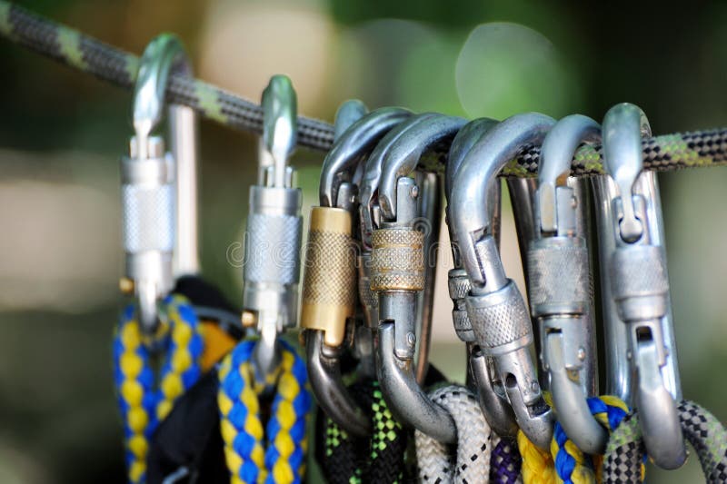 Climbing Sports Image of a Carabiner on a Rope Stock Photo - Image of ...
