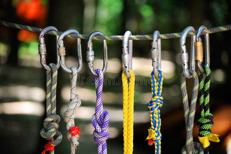 Climbing Sports Image of a Carabiner on a Rope Stock Image - Image of ...