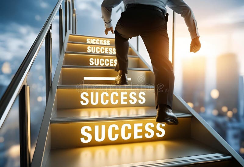 Climbing the Stairs of Success Stock Illustration - Illustration of ...
