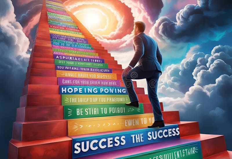 Climbing stairs of success stock illustration. Illustration of climbing ...